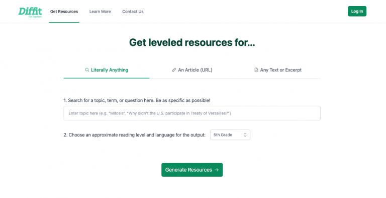 Diffit：用AI为学生提供分级资源