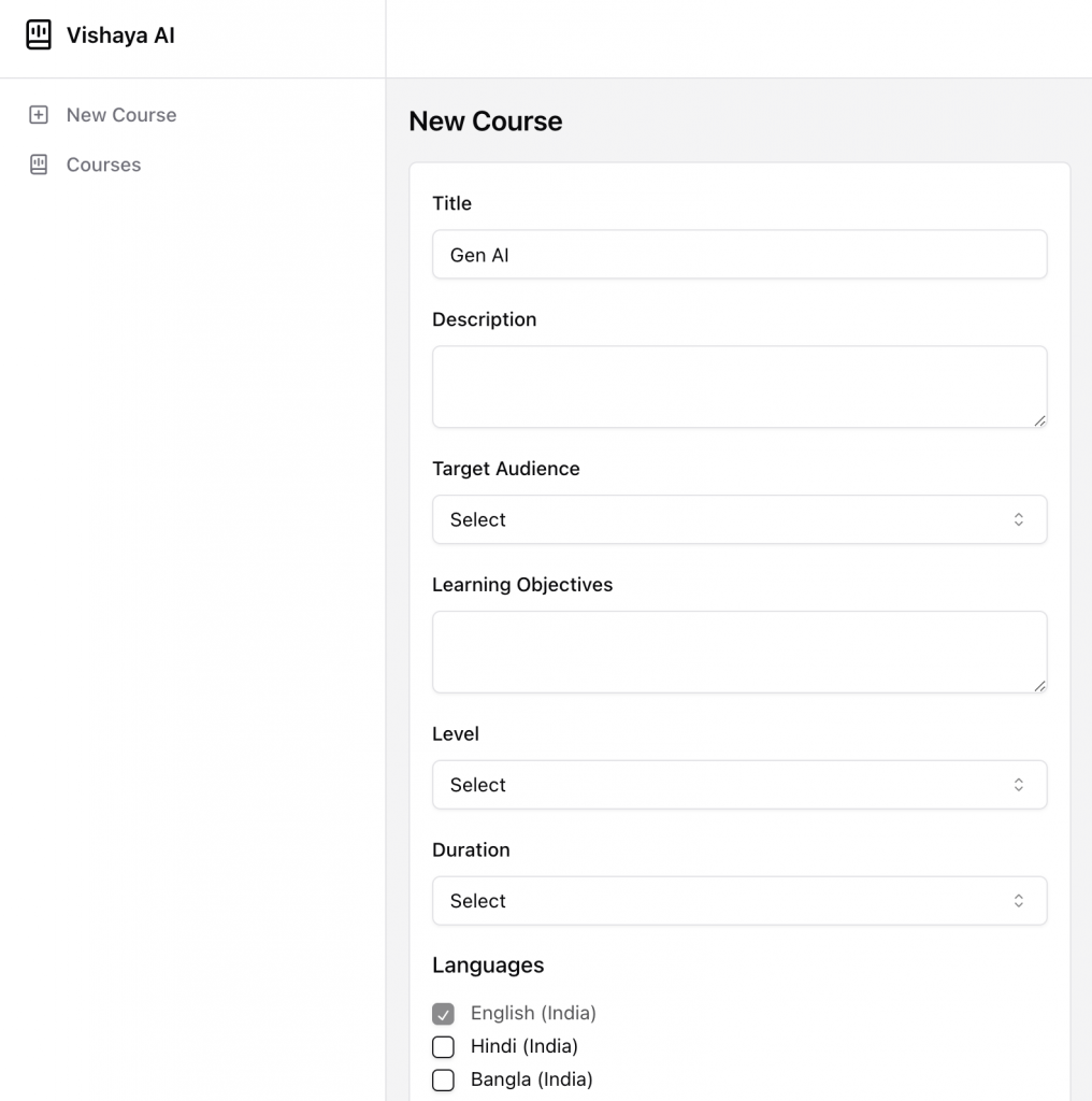 Vishaya AI：人工智能生成课程